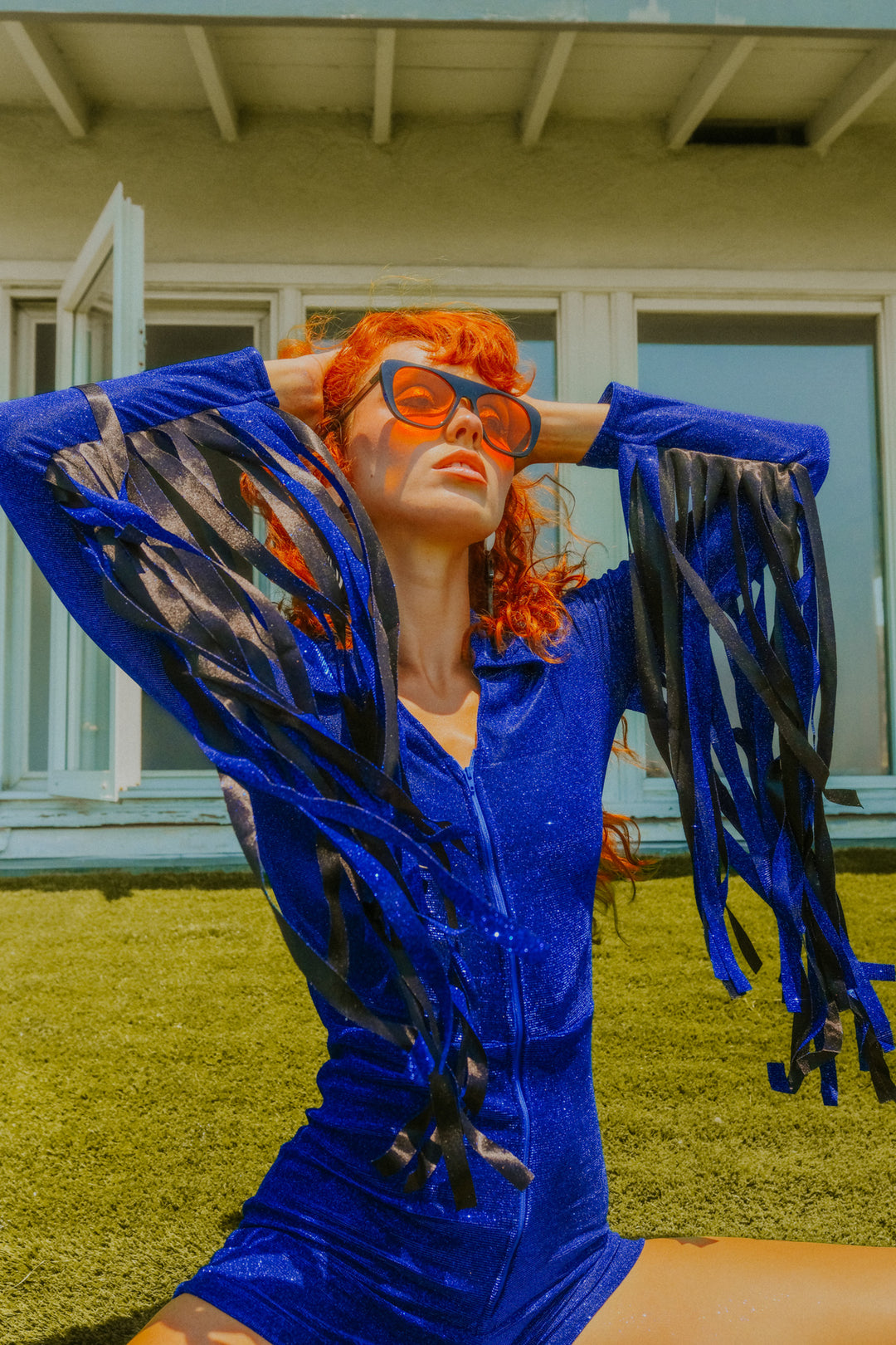 Glitter Fringe Romper in Cobalt – Miracle Eye