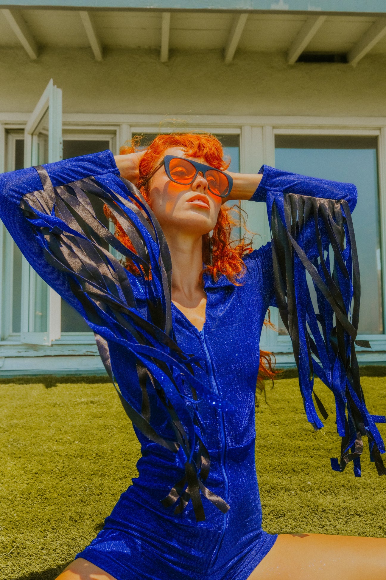 Glitter Fringe Romper in Cobalt – Miracle Eye