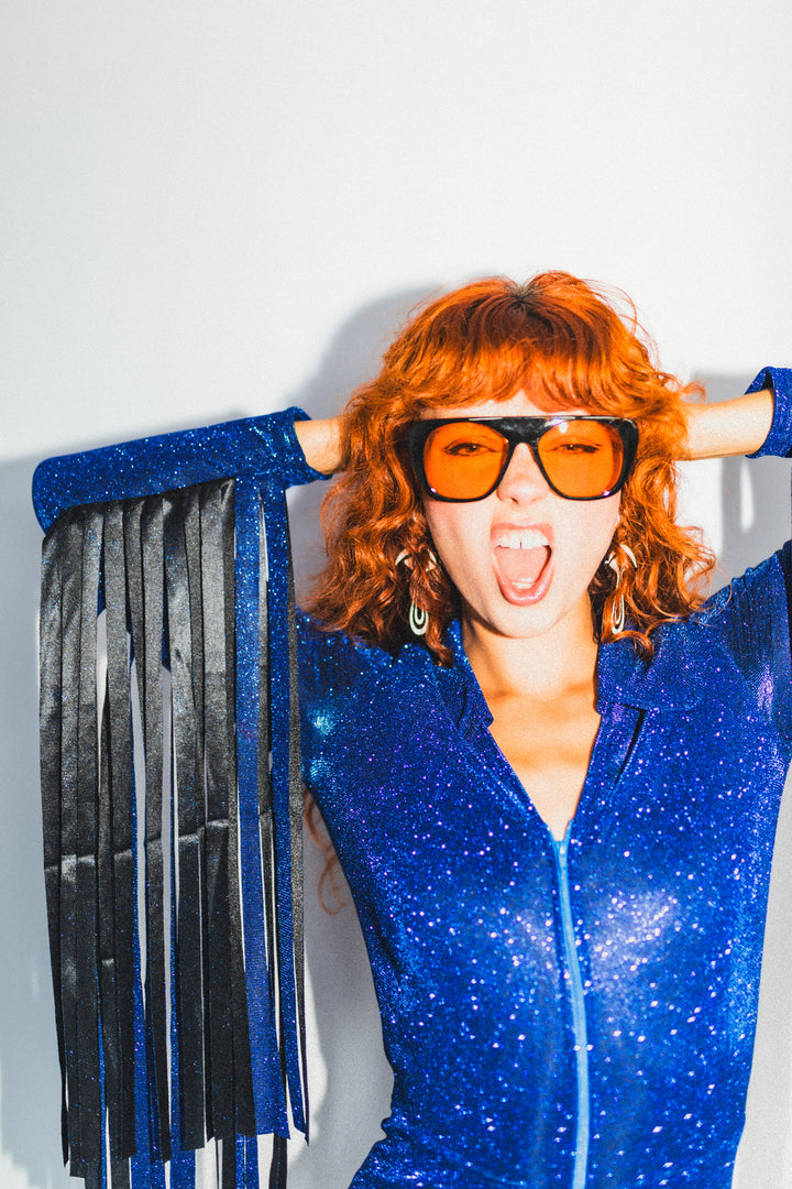 Glitter Fringe Romper in Cobalt – Miracle Eye
